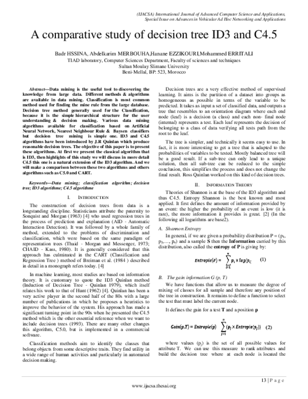 (PDF) A comparative study of decision tree ID3 and C4.5