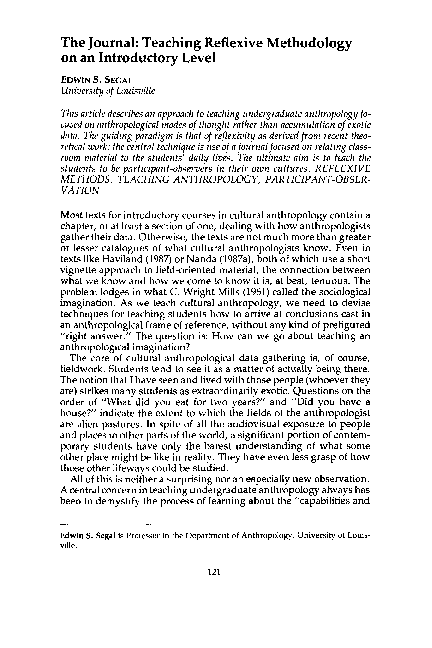 (PDF) The Journal: Teaching Reflexive Methodology on an Introductory Level