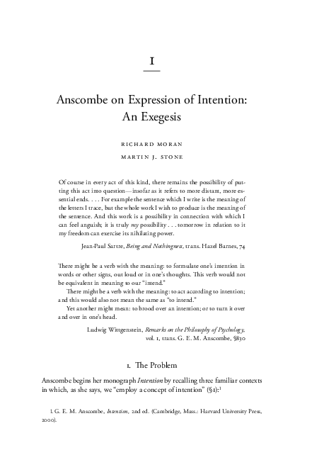 (PDF) Anscombe on Expression of Intention: An Exegesis
