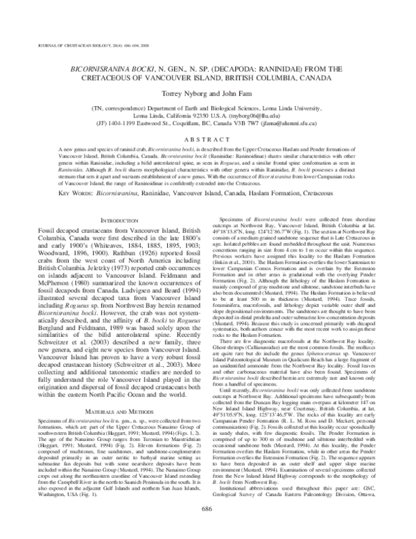 (PDF) Bicornisranina bocki, n. gen., n. sp. (Decapoda: raninidae) from ...