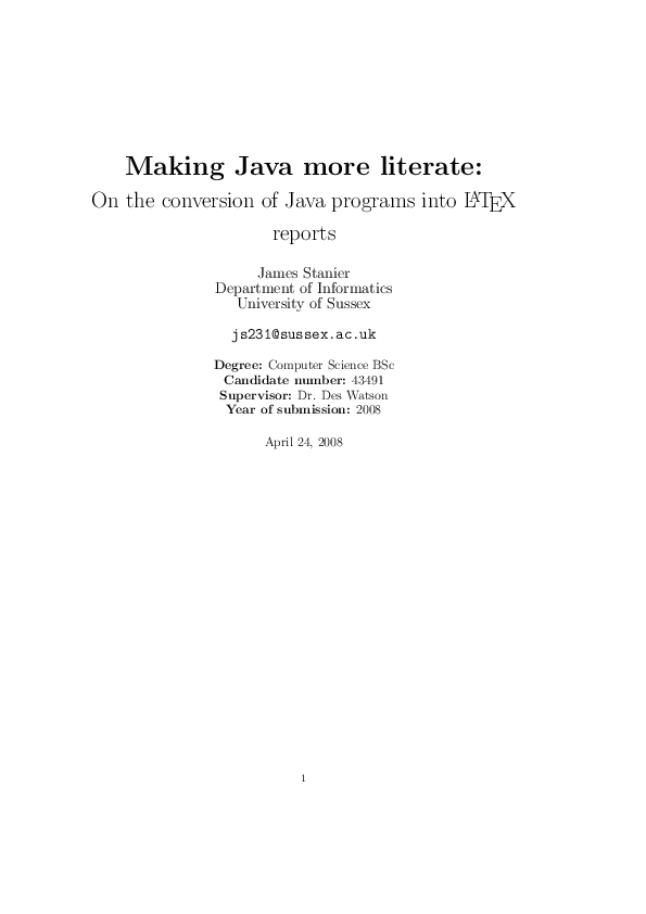 (PDF) Making Java more literate: On the conversion of Java programs ...
