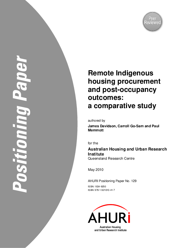 (PDF) Remote Indigenous Housing Procurement and post-occupancy outcomes ...