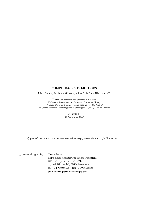 (PDF) Competing risks methods