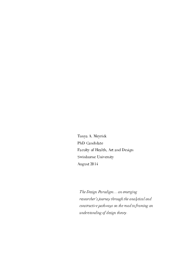 (PDF) The Design Paradigm: an emerging researcher's journey through the ...