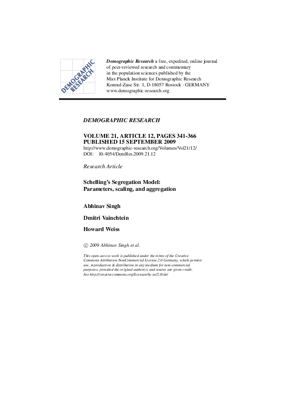 (PDF) Schelling's Segregation Model: Parameters, Scaling, and Aggregation