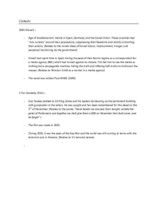 (DOC) Contexts - 1984 & V For Vendetta