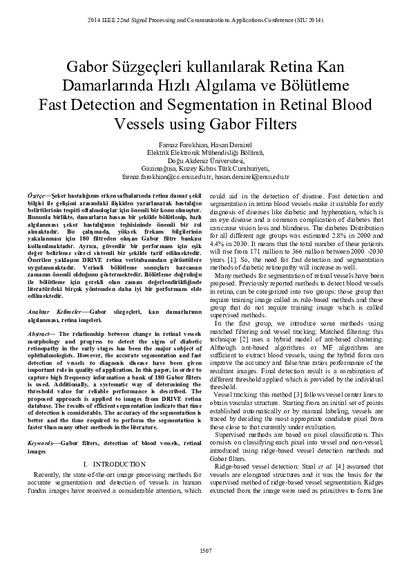 (PDF) Gabor Filters for Fast Retinal Vessel Segmentation