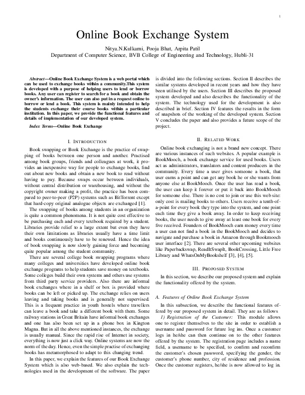 (PDF) Online Book Exchange system Pooja Bhat Nitya Kulkarni