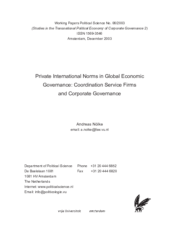Private International Norms in Global Economic Governance: Coordination ...