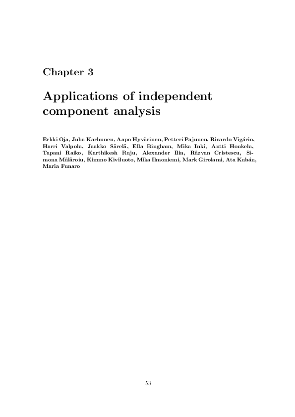 (PDF) Applications of independent component analysis