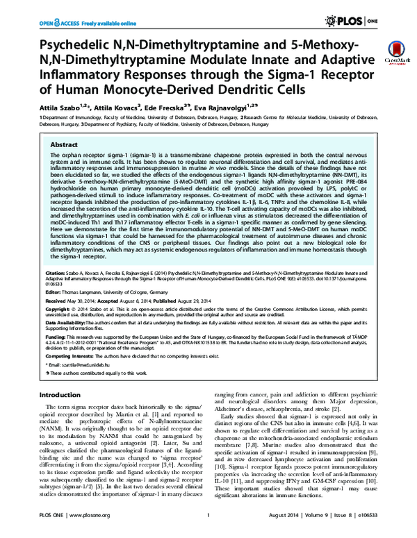 (PDF) A possibly sigma-1 receptor mediated role of dimethyltryptamine in tissue protection ...