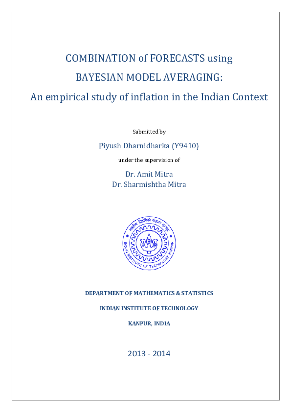 Pdf Combination Of Forecasts Using Bayesian Model Averaging