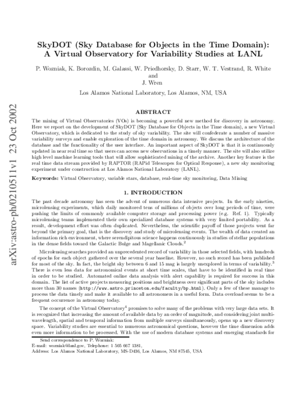 (PDF) SkyDOT (Sky Database for Objects in the Time Domain): A Virtual Observatory for ...