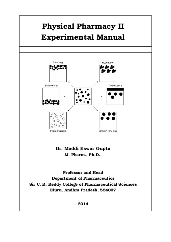 (DOC) Physical Pharmacy II Experimental Manual