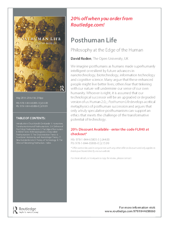 (PDF) Posthuman Life: Philosophy at the Edge of the Human
