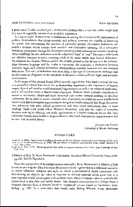 (PDF) Review of A Rhetoric of Style by Barry Brummett. Argument and ...
