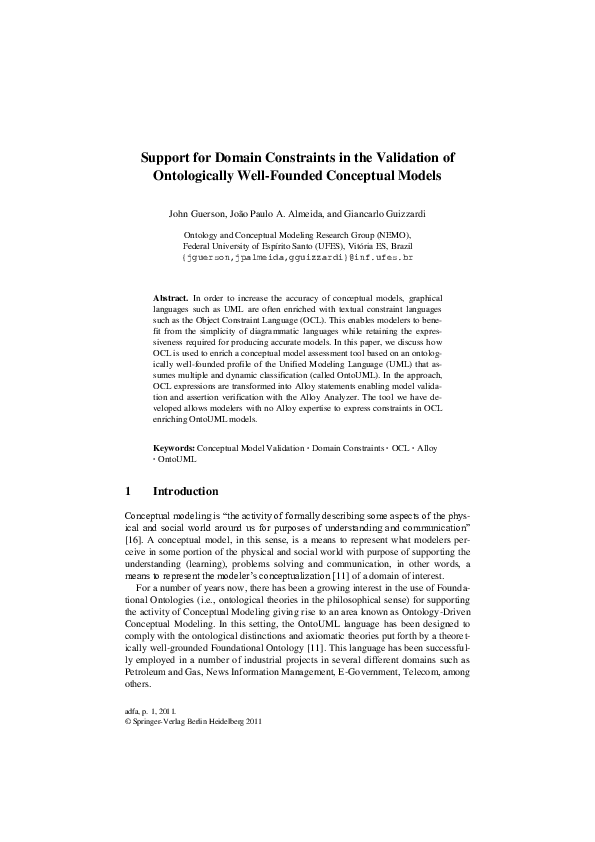 Pdf Support For Domain Constraints In The Validation Of Ontologically