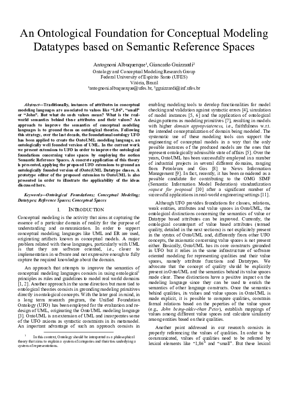 Pdf An Ontological Foundation For Conceptual Modeling Datatypes Based