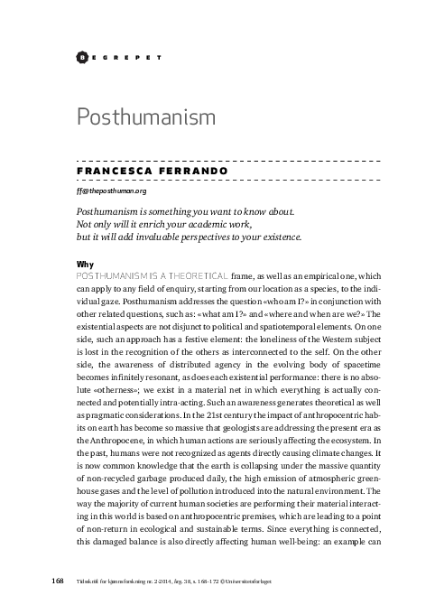 (PDF) POSTHUMANISM