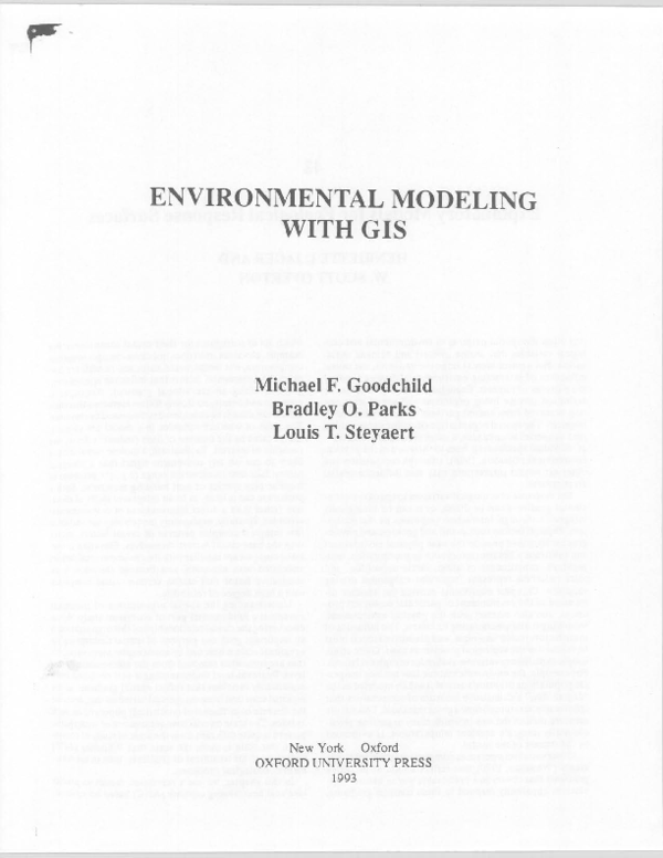 (PDF) Environmental modeling with GIS