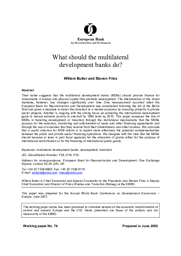 (PDF) What should the multilateral development banks do?