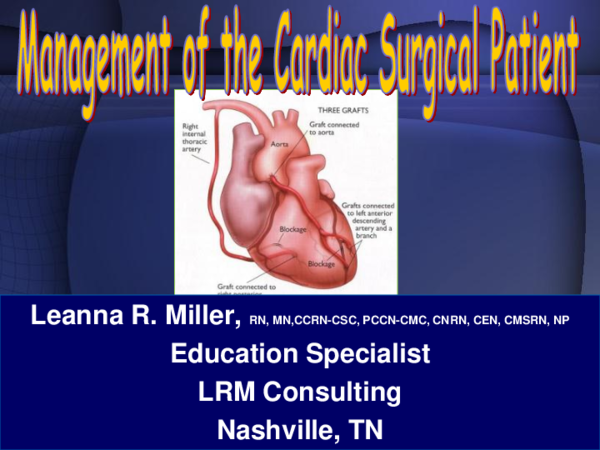 (PPT) Management of Cardiac surgery Patient