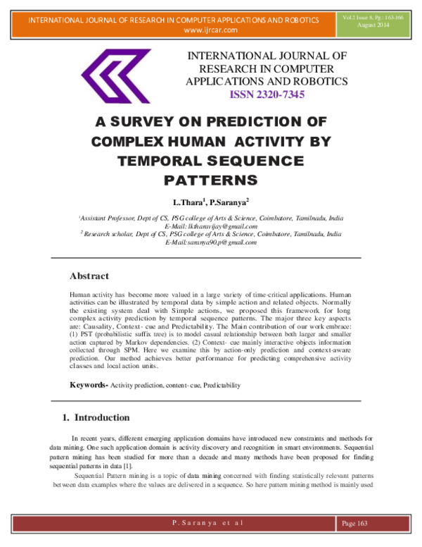 A Survey On Prediction Of Complex Human Activity By Temporal Sequence