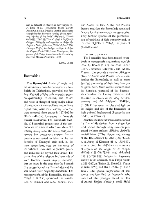 (PDF) Barmakids Encyclopaedia of Islam Three 2012-3