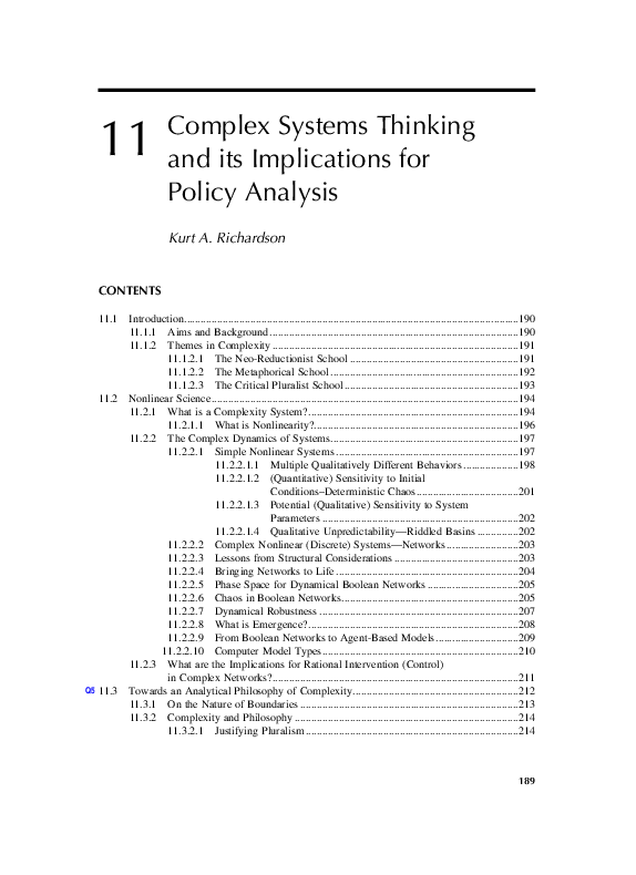(PDF) 11 Complex Systems Thinking and its Implications for Policy ...