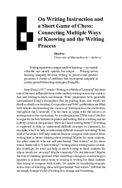 (PDF) On Writing Instruction and a Short Game of Chess: Connecting ...