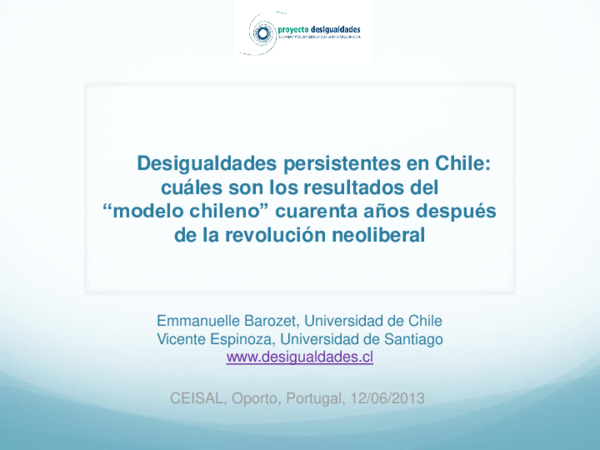 (PPT) Persistent inequalities in Chile: what are the results of the ...