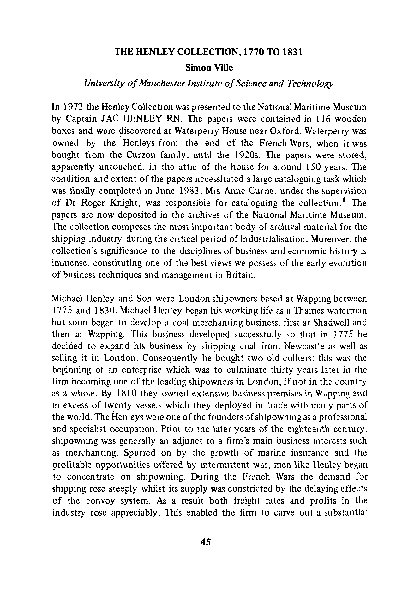 (PDF) The Archives of Michael Henley and Son at the National Maritime ...