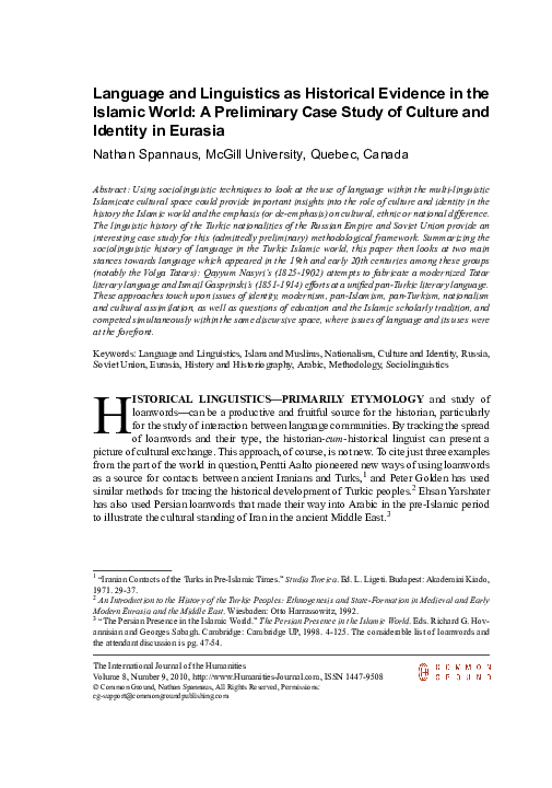 (PDF) Language and Linguistics as Historical Evidence in the Islamic ...