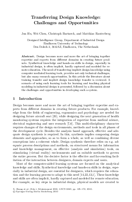 (PDF) Transferring design knowledge: challenges and opportunities