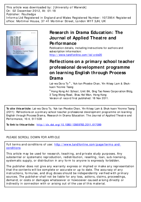 (PDF) Reflections on a primary school teacher professional development ...