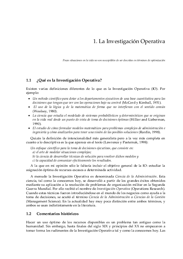 (PDF) Qué es la Investigación Operativa