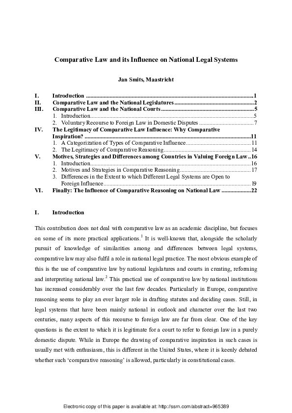 Comparative Law and its Influence on National Legal Systems