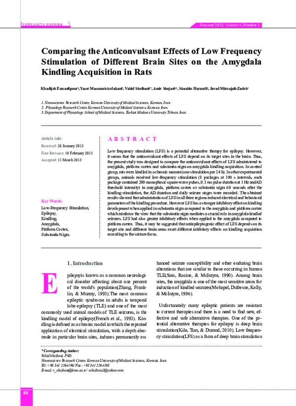 (PDF) comparing the anticonvulsant effects of low frequency stimulation ...