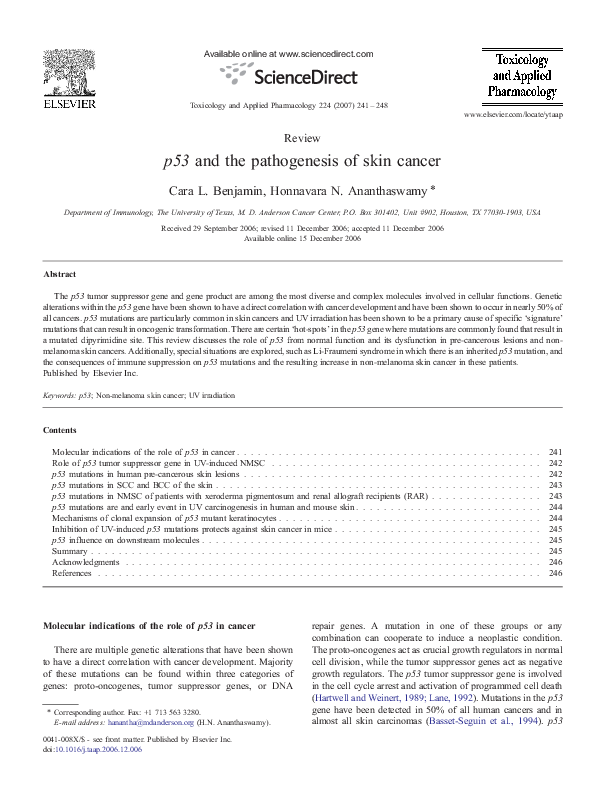 (PDF) p53 and the pathogenesis of skin cancer
