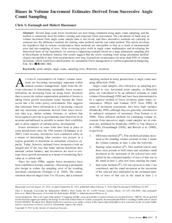 (PDF) Biases in Volume Increment Estimates Derived from Successive ...