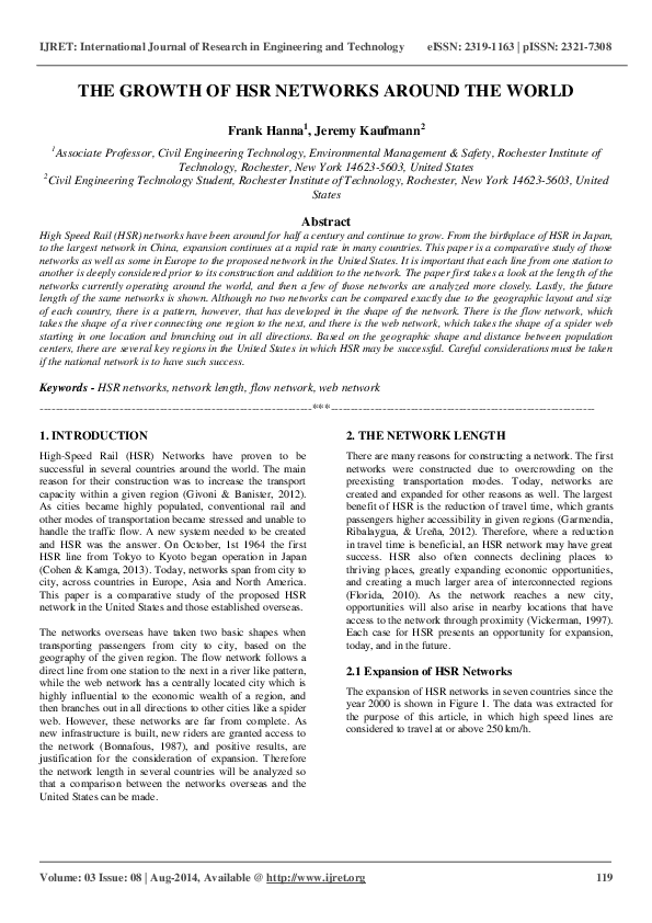(PDF) THE GROWTH OF HSR NETWORKS AROUND THE WORLD