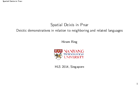 (PDF) Spatial deixis in Pnar (HLS 20 slides)