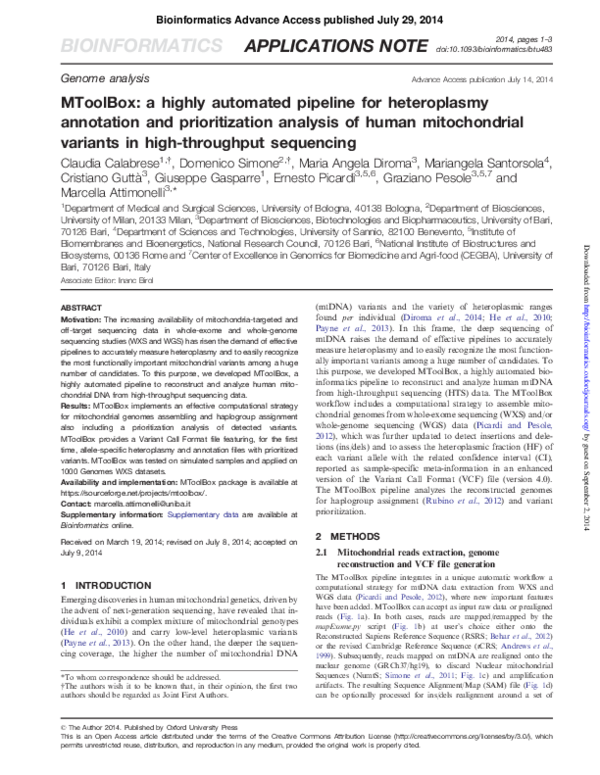 (PDF) MToolBox: a highly automated pipeline for heteroplasmy annotation and prioritization ...
