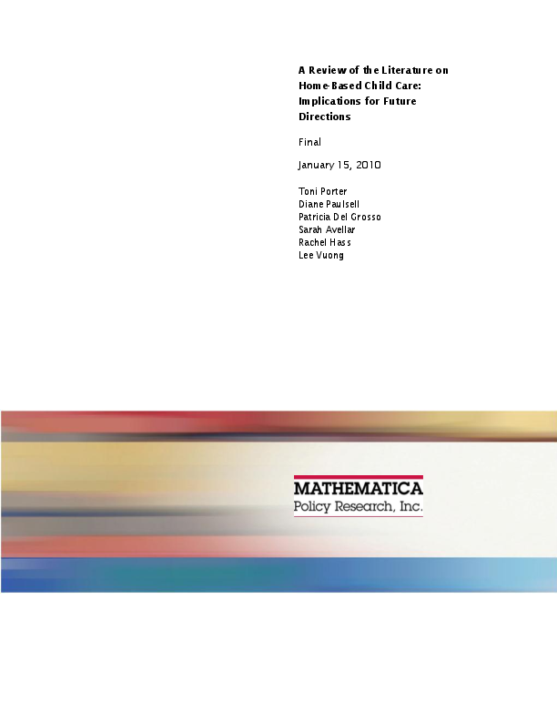(PDF) A Review of the Literature on Home-Based Child Care: Implications ...