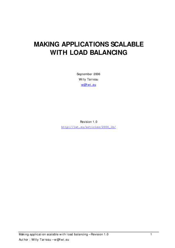 (PDF) MAKING APPLICATIONS SCALABLE WITH LOAD BALANCING