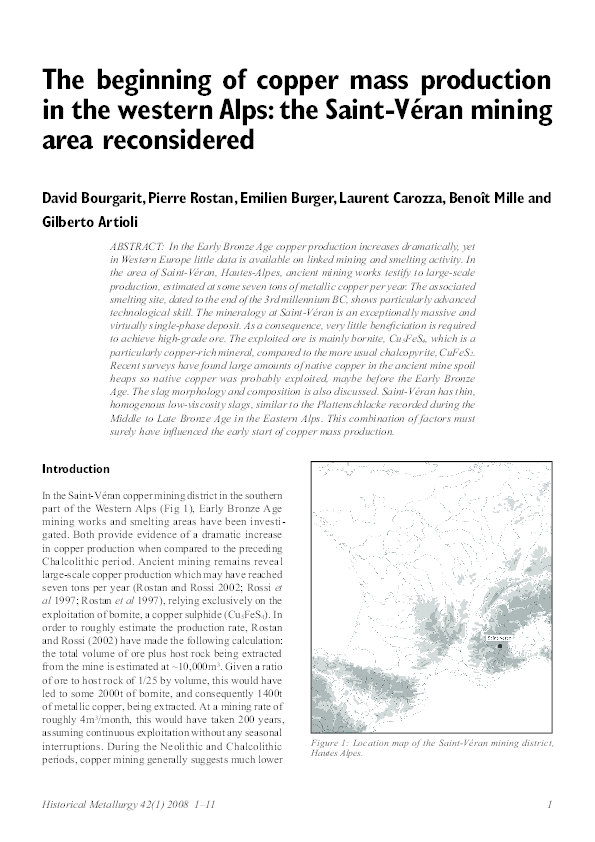 (PDF) The beginning of copper mass production in the western Alps: the ...