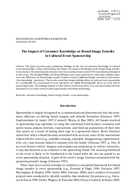 (PDF) Impact of Consumer Knowledge on Brand Image Transfer in Cultural ...