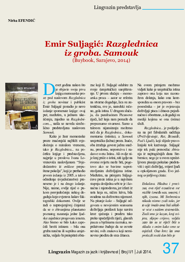 (PDF) Emir Suljagić: Razglednica