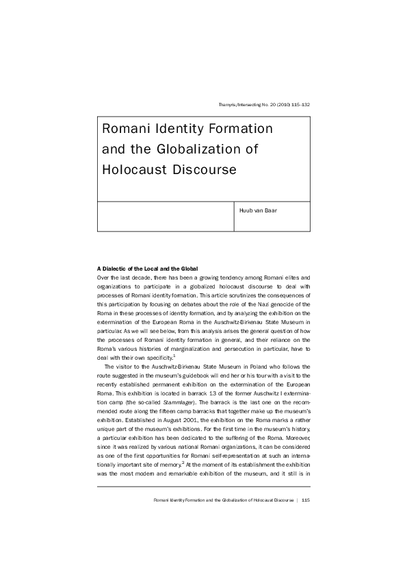 (PDF) Romani Identity Formation and the Globalization of Holocaust ...