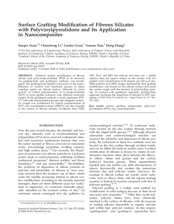 (PDF) Surface grafting modification of fibrous silicates with ...